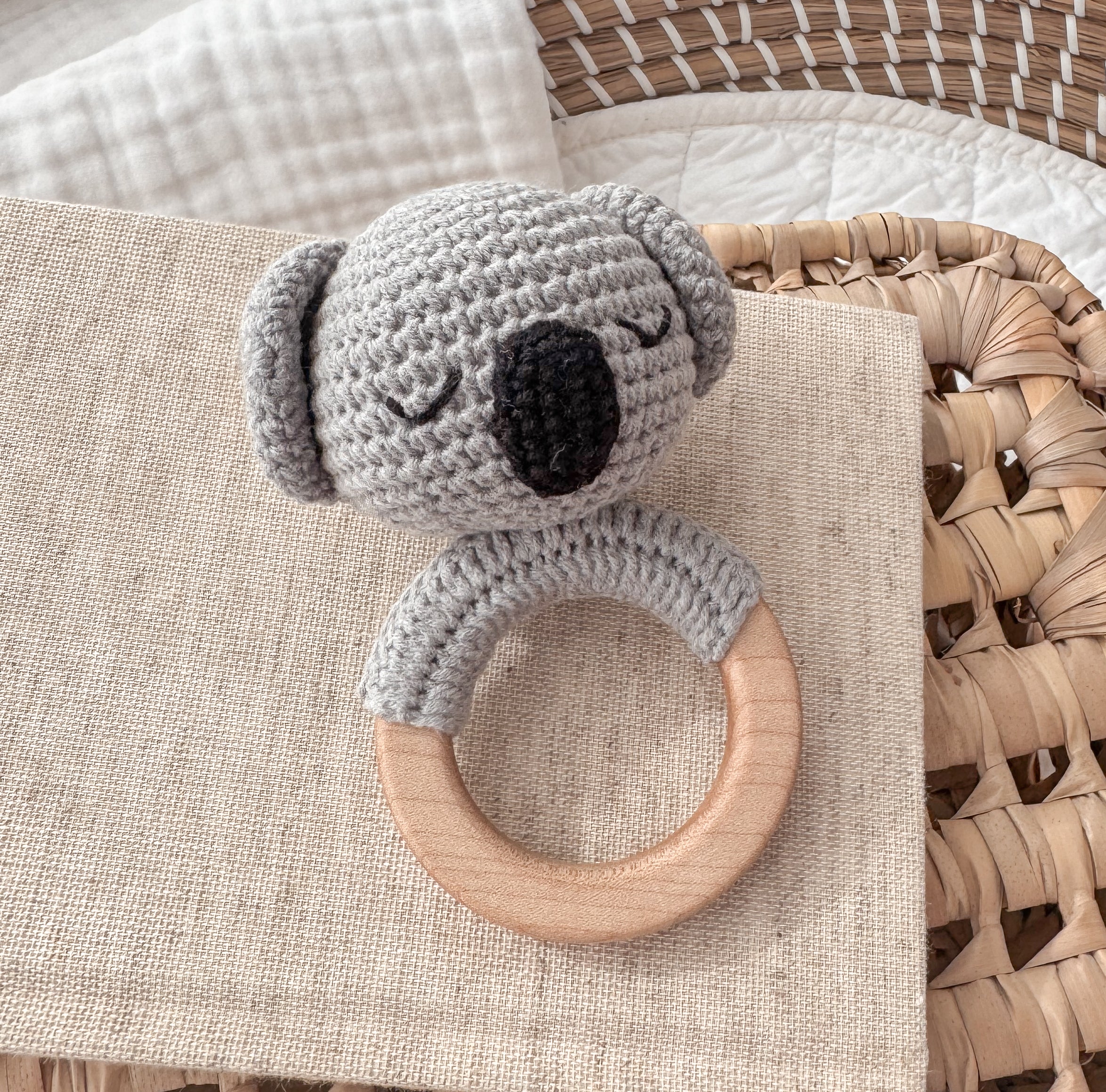 Organic Baby Teething Ring Rattle | Koala – Mama Bear
