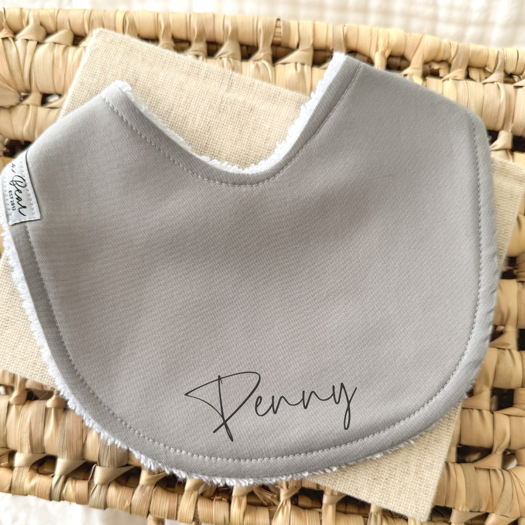 Baby Bib | Solid Silver Gum – Mama Bear